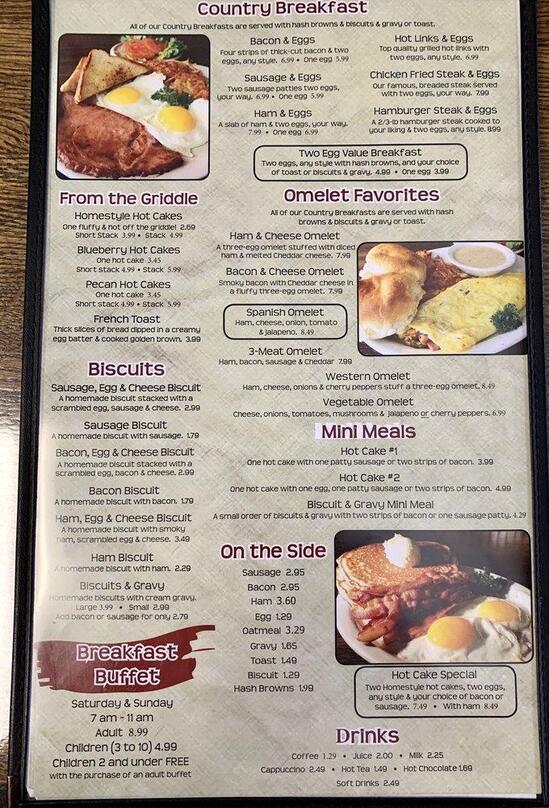 Menu at Big Red Restaurant, Park Hill