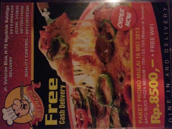 Menu at My Pizza restaurant, Salatiga