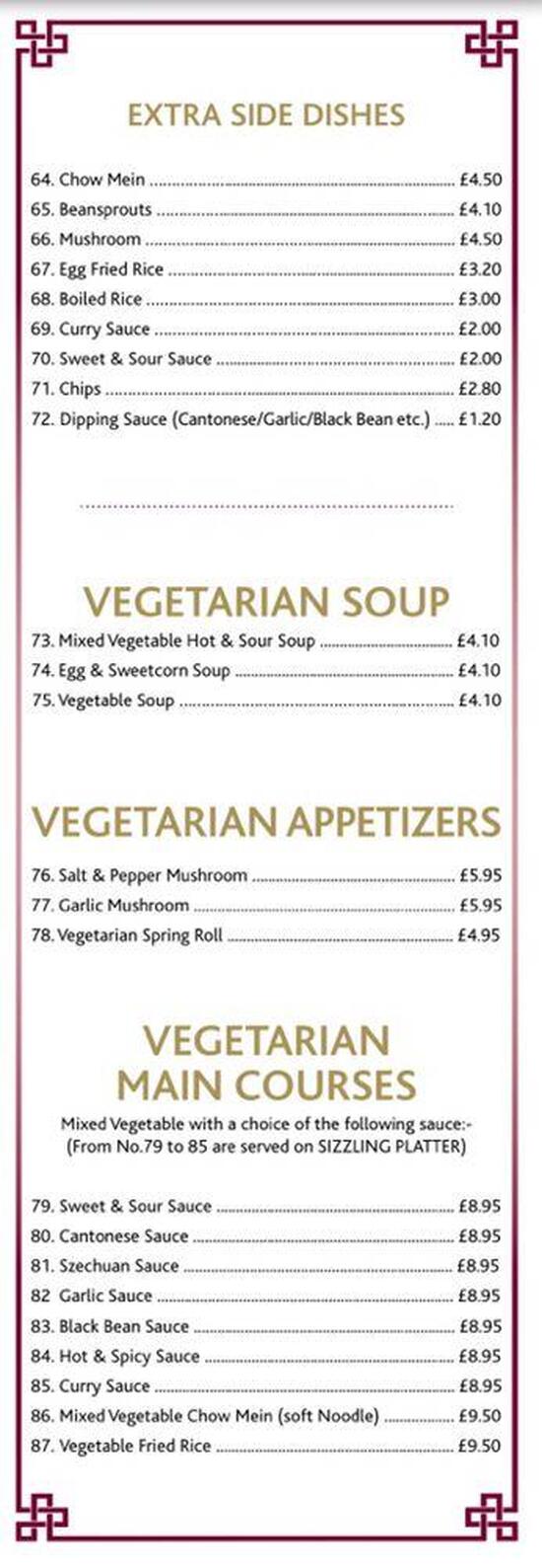 Menu at Kong San restaurant, Clitheroe