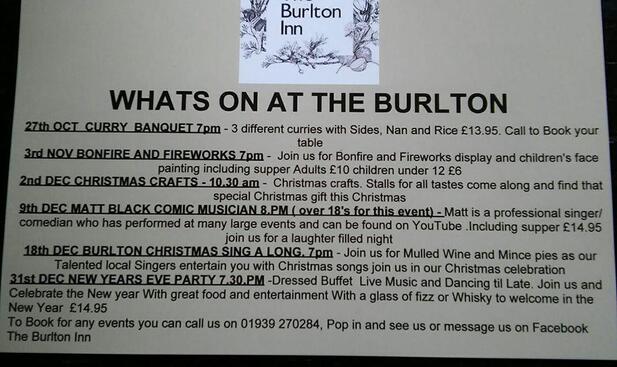 Menu at Burlton Inn, Burlton pub & bar, Baschurch