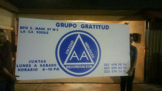 Menu at Grupo Gratitud club, Los Angeles