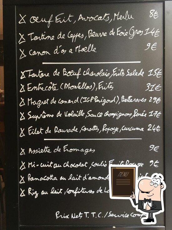 Menu at Le Petit Verdot restaurant, Paris, 9 Rue Fourcroy