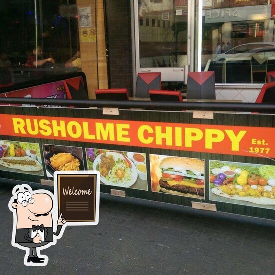 Menu at Rusholme Chippy fast food, Manchester, 62 Wilmslow Rd