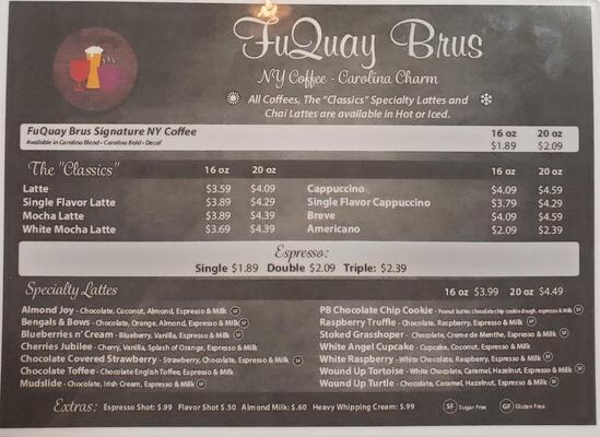 Menu at FuQuay Brus pub & bar, Fuquay Varina