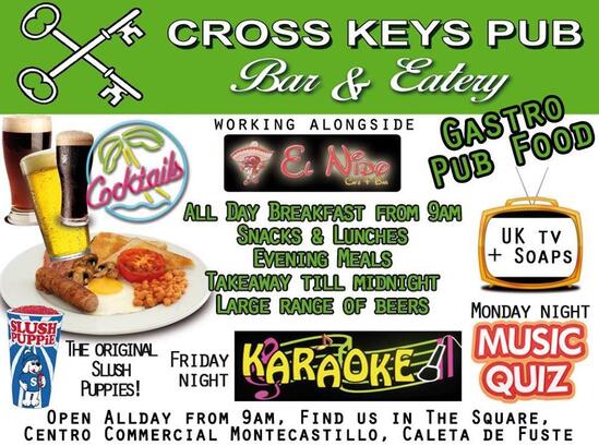Menu at Cross Keys Pub, Nuevo Horizonte, C. Peatonal Orchilla