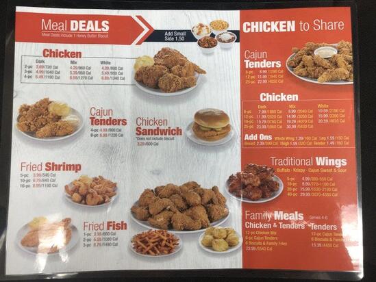 Menu at Krispy Krunchy Chicken restaurant, Sheridan