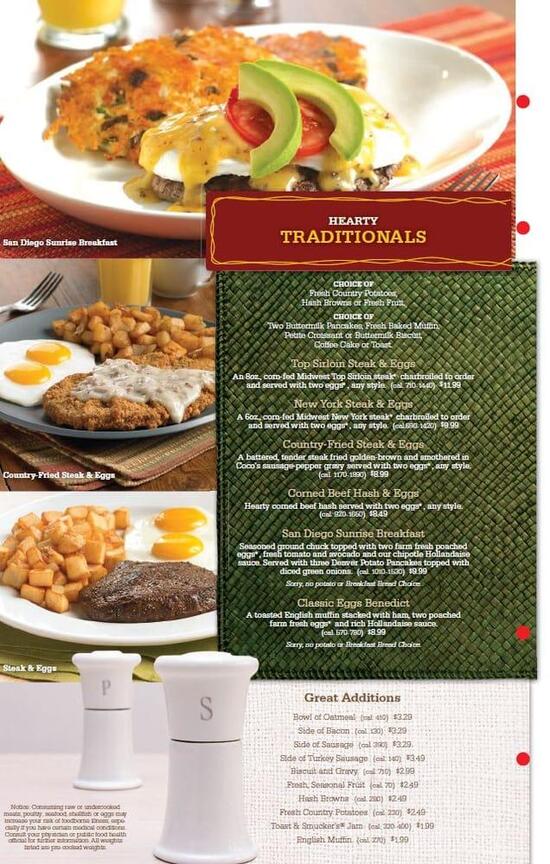 Menu at Coco's Bakery Restaurant, Sun City, W Bell Rd