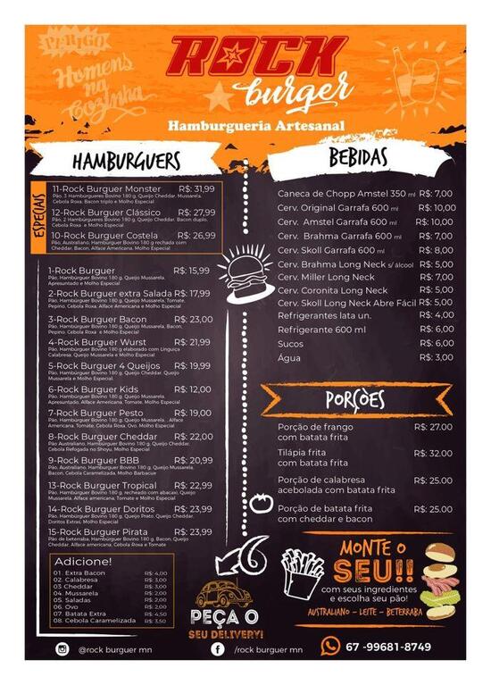 Menu at Rock Burger restaurant, Mundo Novo