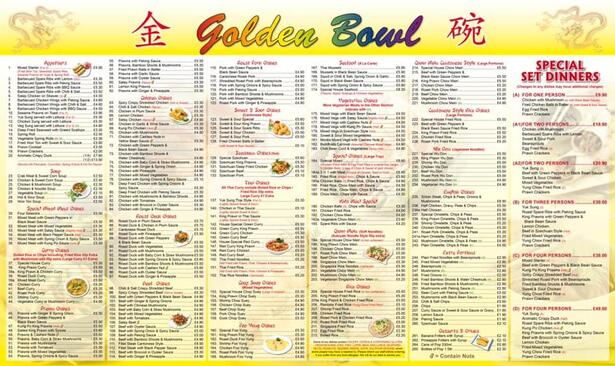 Menu at The Golden Bowl fast food, Willenhall, 65 Wednesfield Rd