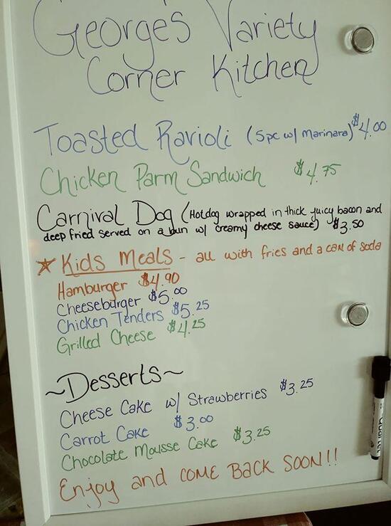 Menu at George's Variety Corner Kitchen, Fall River