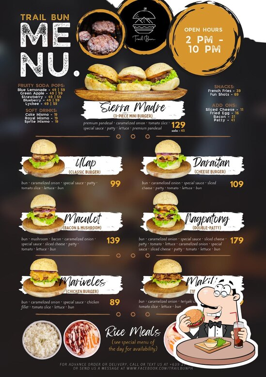 Menu at Trail Bun Food Hub restaurant, Antipolo