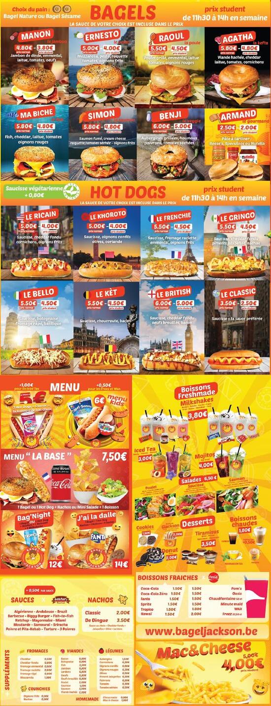 Menu au Bagel Jackson - Mons, Mons