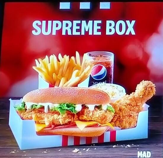 Carta del restaurante KFC, Marrakech