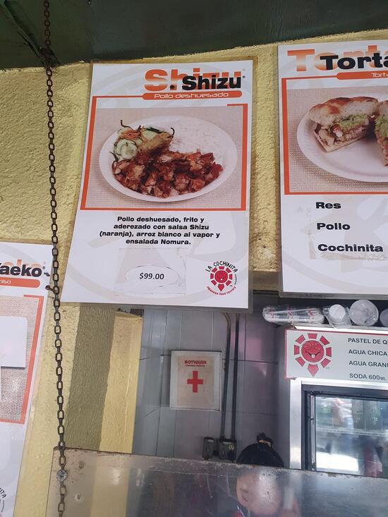 Menu at La Cochinita restaurant, Ensenada