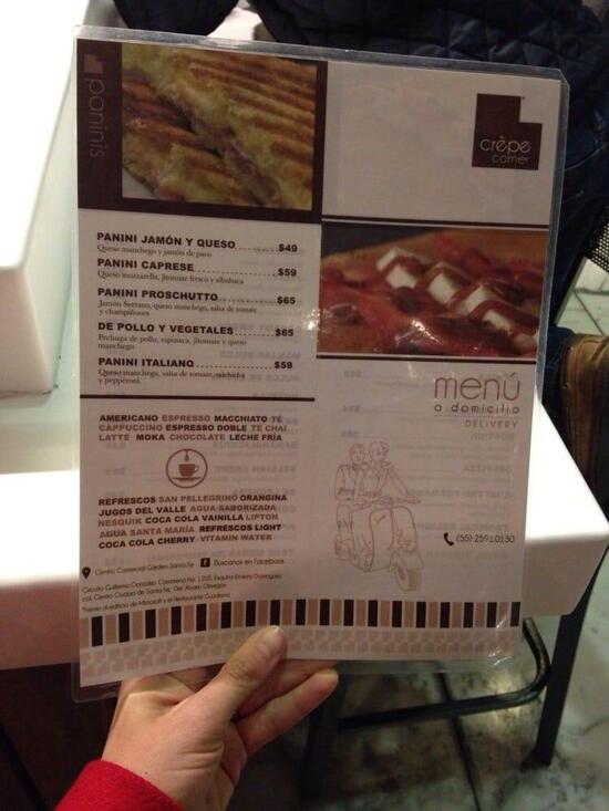 Menu at Crêpe Corner cafeteria, Mexico City, Guillermo González ...