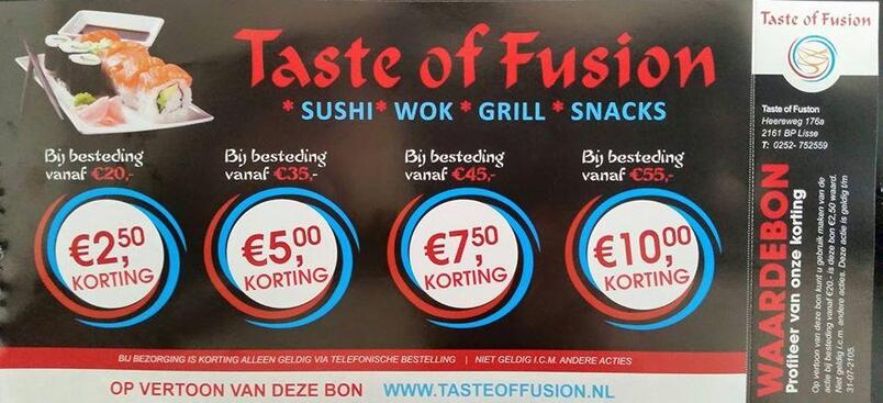 Speisekarte von Taste of Fusion, Lisse