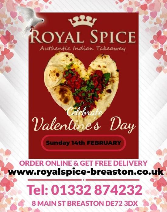 Menu at Royal Spice restaurant, Draycott