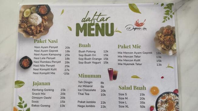 Menu at Dapoer.Im restaurant, Meulaboh