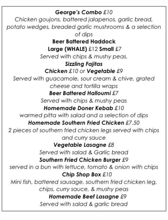 Menu at The George & Dragon pub & bar, Coalville