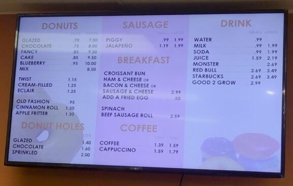 Menu at Tom’s Donuts, Benbrook