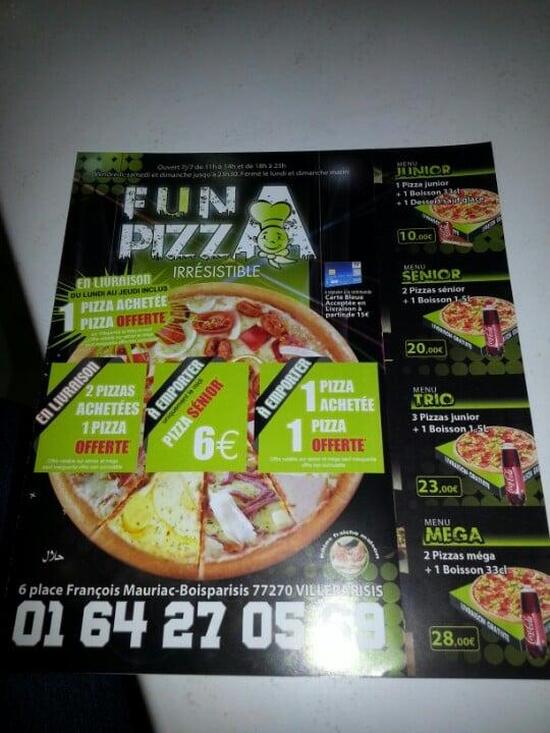 Menu at Fun pizza pizzeria, Villeparisis