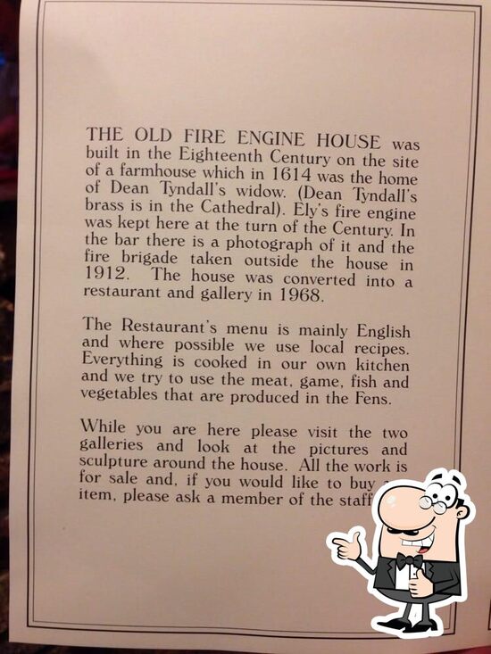 Menu at The Old Fire Engine House restaurant, Ely