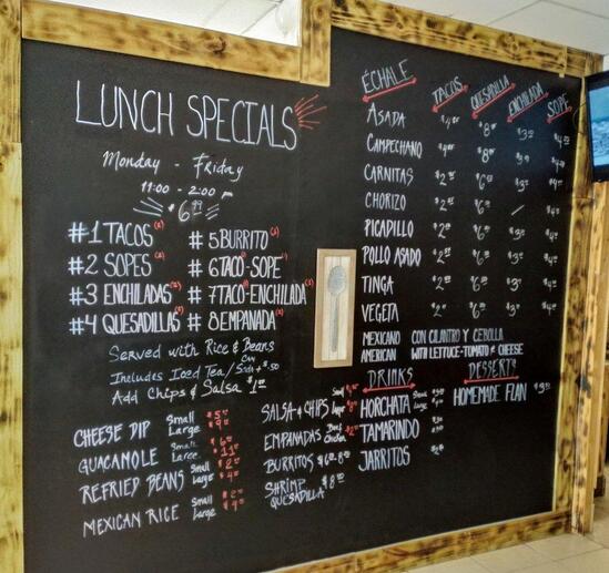 Menu at Mexican Cravings, Tampa
