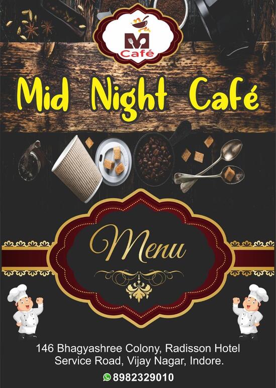 Menu at Mid Night Cafe, Indore