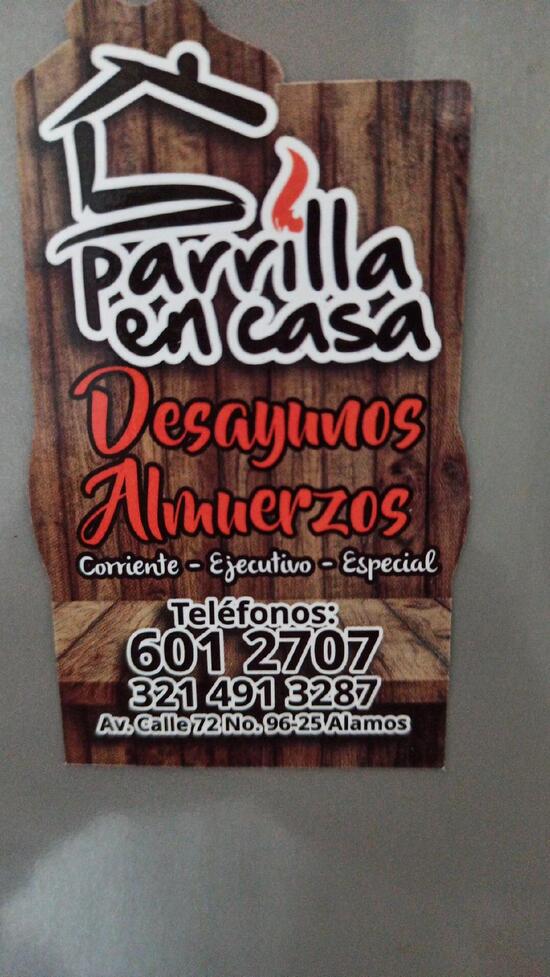 Menu at SERVILIGHT restaurant, Bogotá