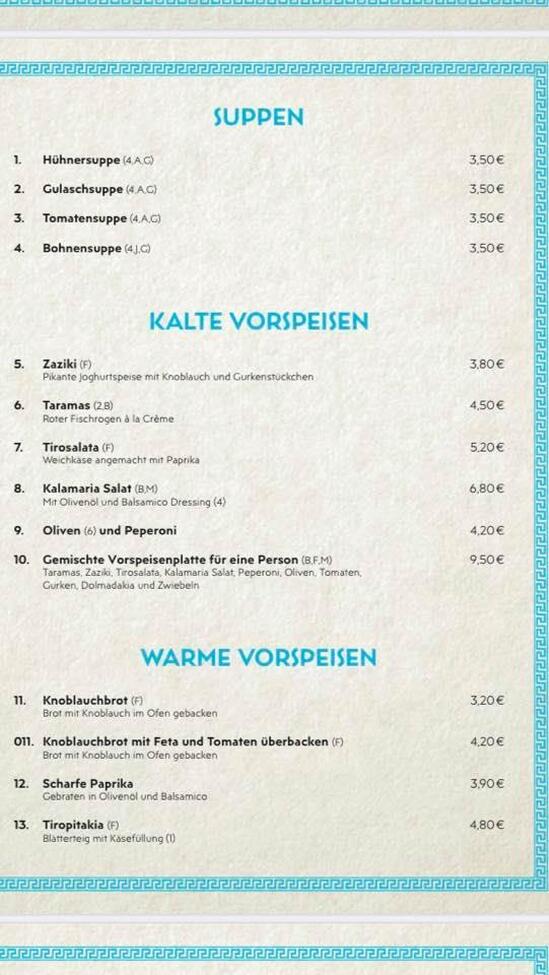Menu at Troja restaurant, Trebsen