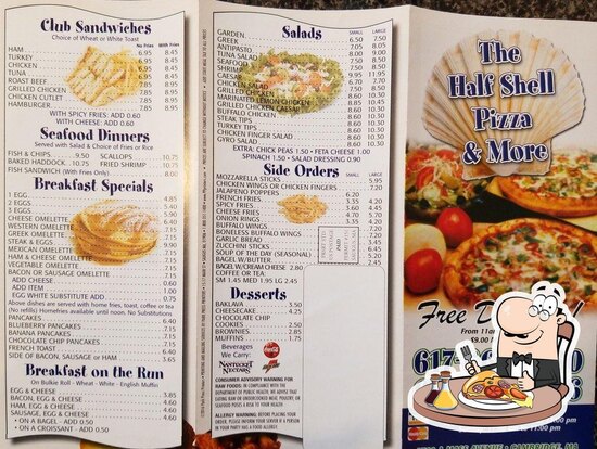 Menu at Half-Shell pizzeria, Cambridge