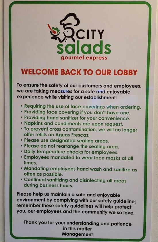 Carta del restaurante City Salads, Nogales
