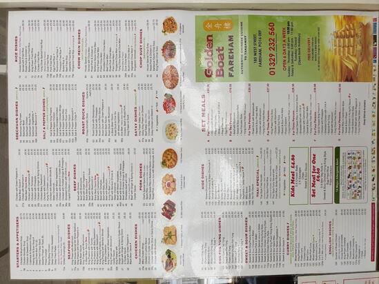 Menu at Golden Boat Fareham restaurant, Fareham, 185 West St