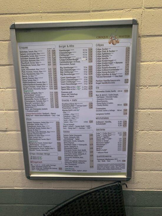 Menu at Croque Master fast food, Hamburg, Hospitalstr. 24