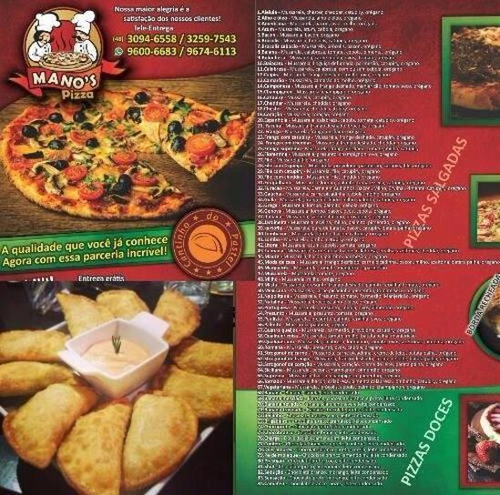 Menu em Mano's Pizza & Cantinho do Pastel pizzaria, São José