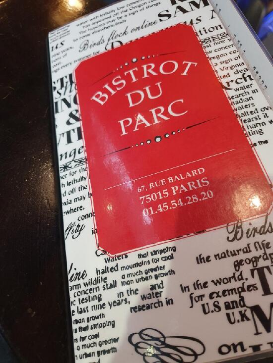 Menu au Bistrot du Parc - Balard restaurant, Paris, 67 Rue Balard