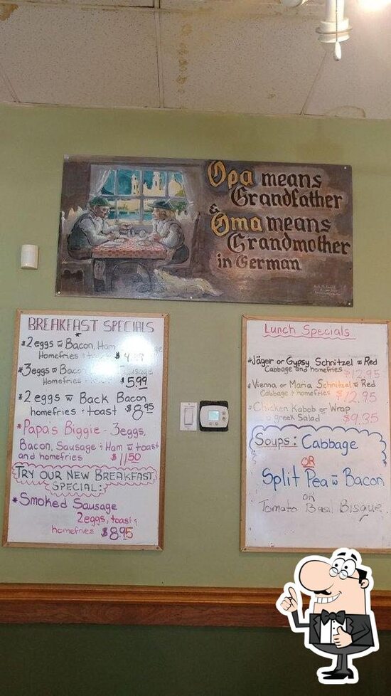 Menu at Opa & Oma's Diner restaurant, St. Catharines