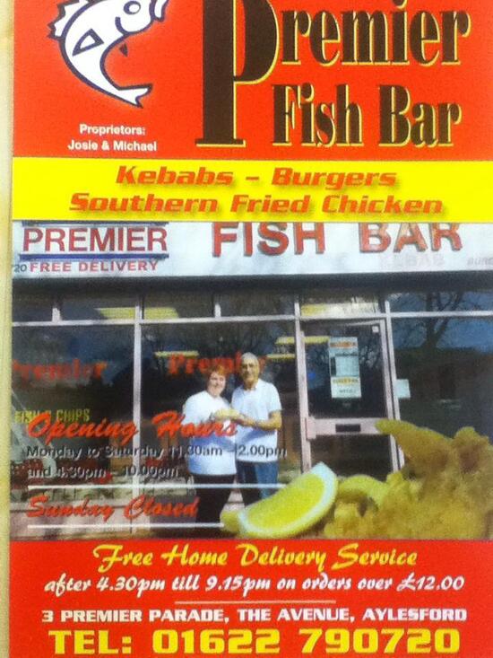 Menu at Premier Fish Bar, Aylesford