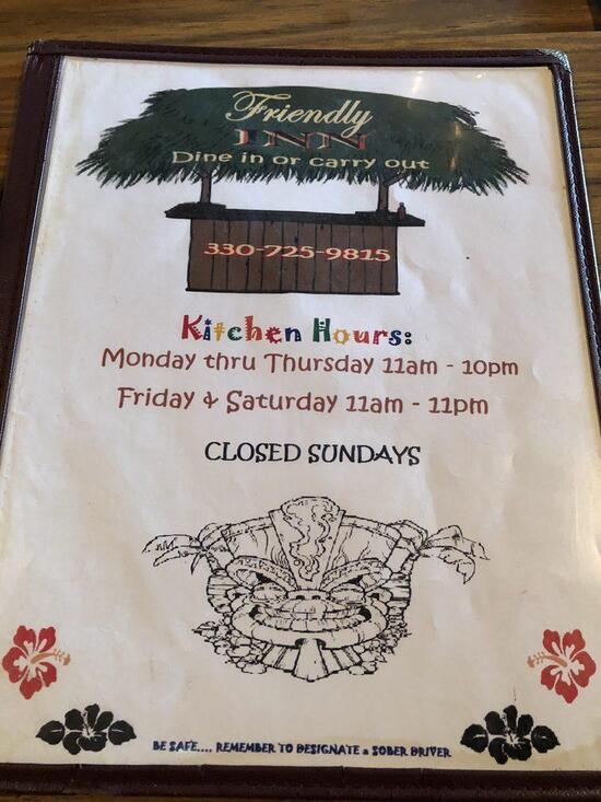 Menu at Friendly Inn pub & bar, Medina