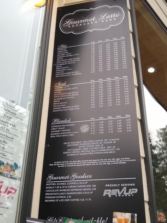 Menu at Gourmet Latte, Lynnwood, Alderwood Mall Pkwy