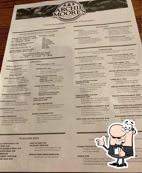 Archie Moore’s Bar & Restaurant, Branford - Restaurant menu, prices and ...