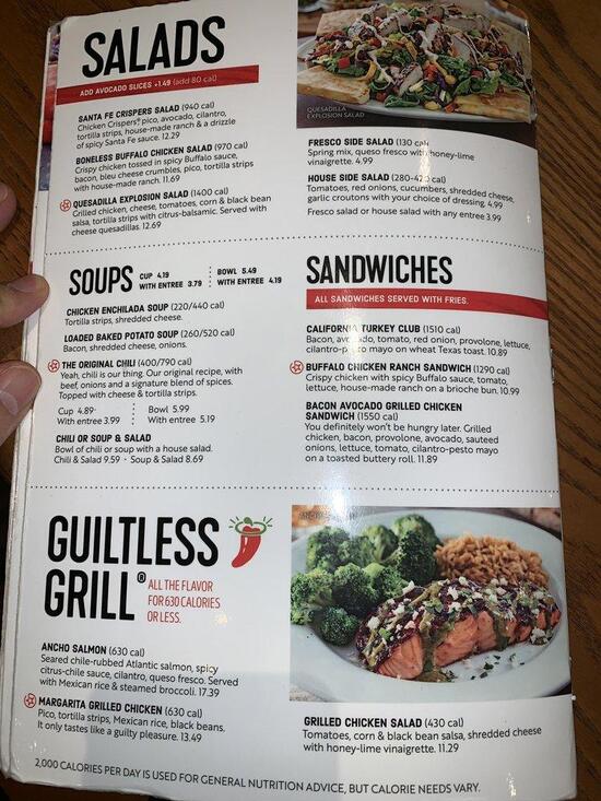 Menu at Chili's pub & bar, Miami, NW 42nd Avenue