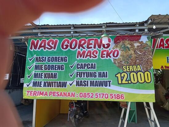 Menu at Nasi Goreng Mas Eko restaurant, Handil Bakti