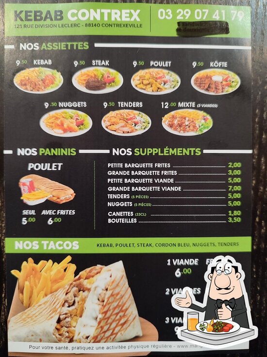 Menu au Kebab Contrex, Contrexéville