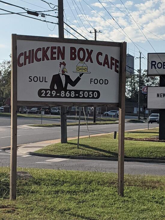Menu at Chicken Box Cafe, McRae