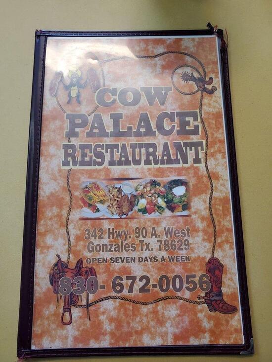 Menu at Cow Palace restaurant, Gonzales, 342 Hwy 90 Alt W