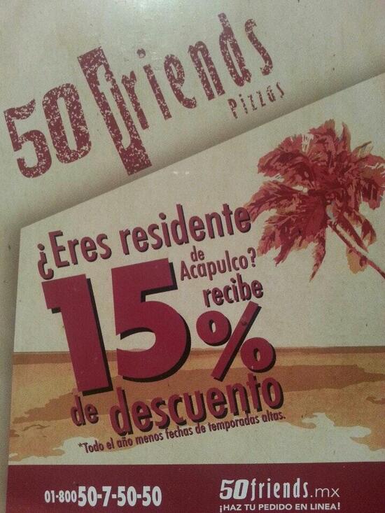 Menu at 50 Friends restaurant, Acapulco, Blvrd de las Naciones 18