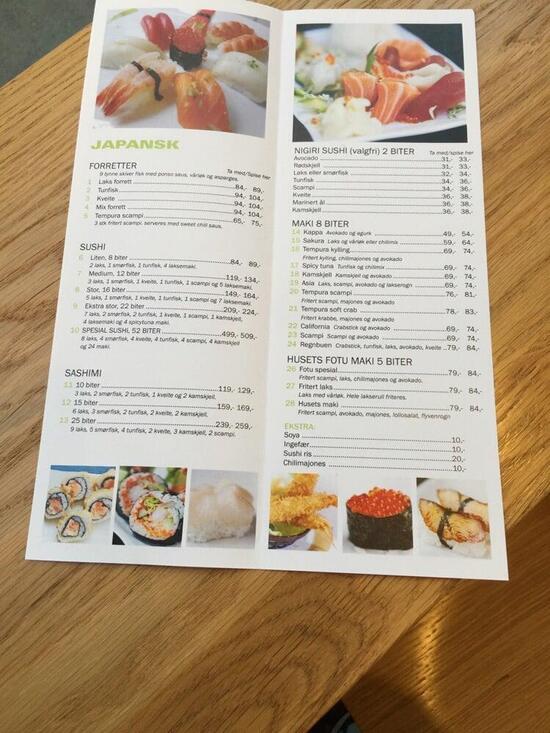 Menu at Sushi & Thaimat restaurant, Oslo