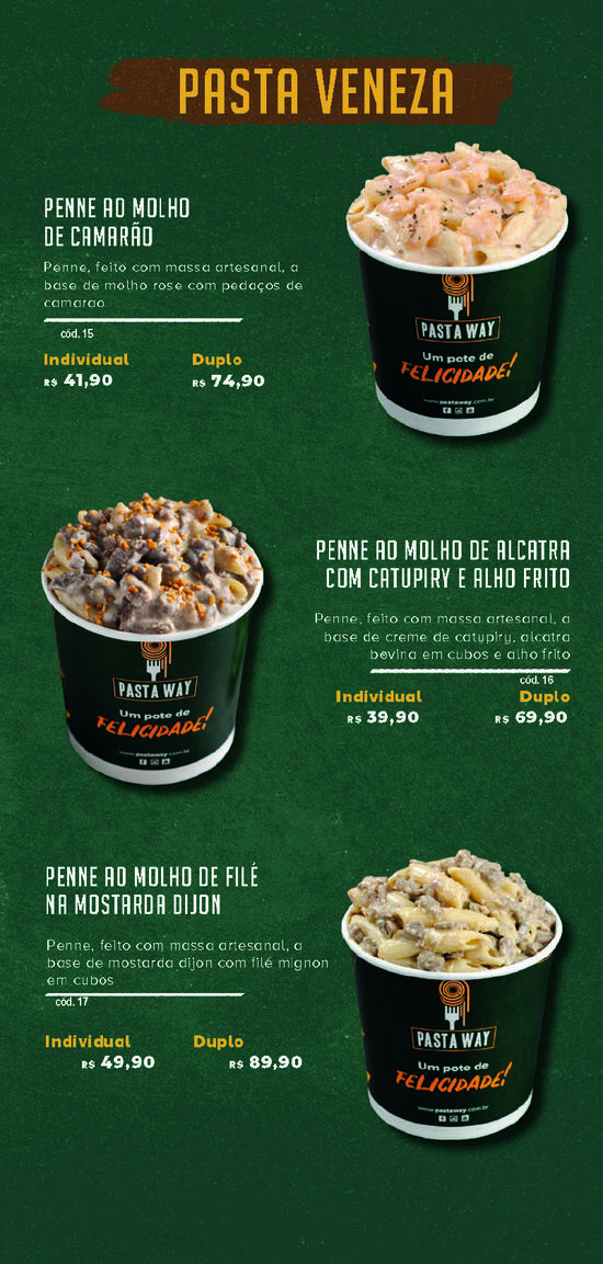 Menu at Pasta Way RJ restaurant, Rio de Janeiro