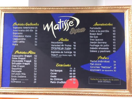 Menu at Matisse Express cafe, Naucalpan